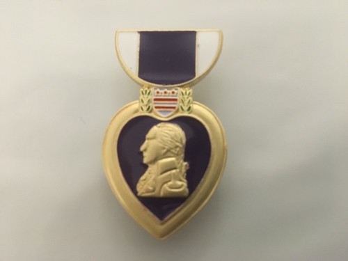 US ARMED FORCES PURPLE HEART HAT PIN MEASURES 1 INCH TALL W/DUAL BRASS ...