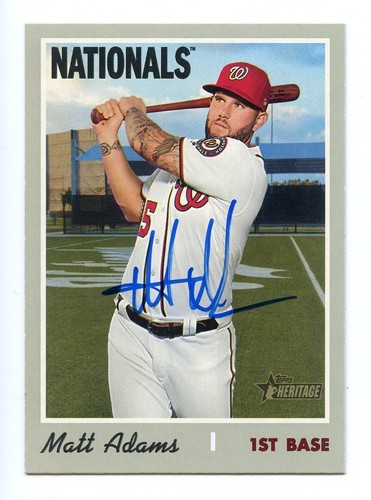 2019 Topps Heritage #618 Matt Adams Autograph Signed Card Washington ...