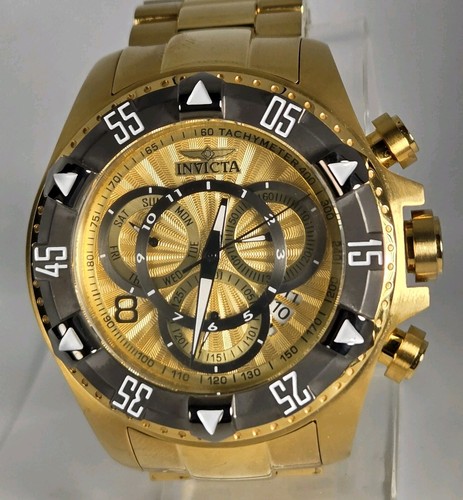INVICTA EXCURSION MEN'S CHRONOGRAPH STAINLESS ST WATER R 200M GOLD TONE ...