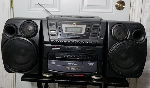 JVC PC-XC70 Stereo System Boombox 10 Disc CD Changer & 2 Cassette Works ...