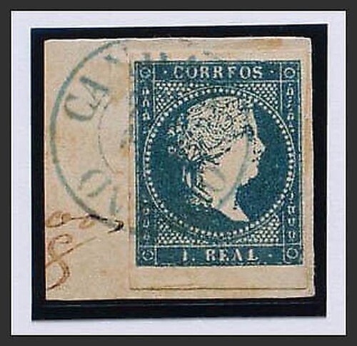 Asturias. Philately. Fragment 49. 1855. 1 Real Blue, Sheet Edge, Cover ...
