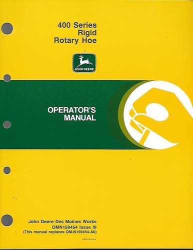 JOHN DEERE 400 SERIES RIGID ROTARY HOE OPERATORS MANUAL | eBay