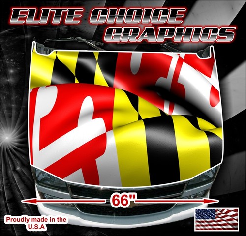 Maryland Flag Wavy Vinyl Hood Wrap Bonnet Decal Sticker Graphic | eBay