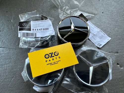 Set of 4 Genuine Mercedes-Benz Alloy Wheel Centre Cap BLACK B66470200 ...