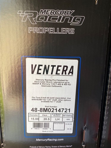 NEW Mercury Ventera propeller 48-8M0214721 20.5 pitch LH | eBay