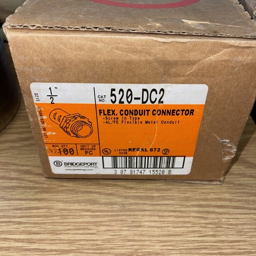 ^ Lot of 97 Bridgeport Conduit Connector 520-DC2 Screw-in Type 1/2" New ...