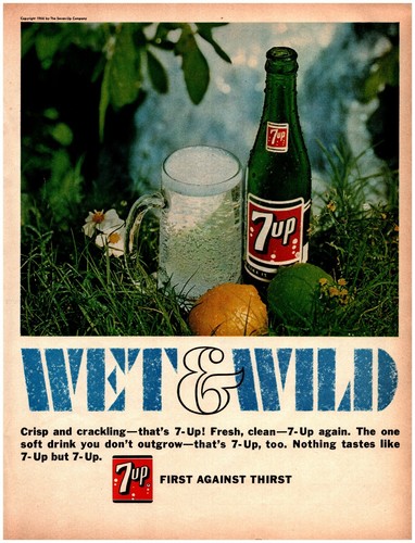 1966 7UP Vintage Print Ad Wet And Wild First Against Thirst Lemon Lime ...