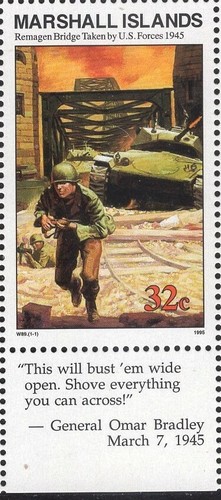 MARSHALL ISLANDS Scott 507 NH W89 WW II War REMAGEN BRIDGE BATTLE TAB ...