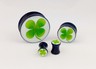 PAIR Four Leaf Clover Plugs Logo Double Flare Saddle Shamrock St ...