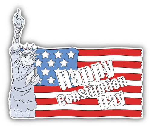 Happy Constitution Day USA Flag Statue Of Liberty Car Bumper Sticker ...