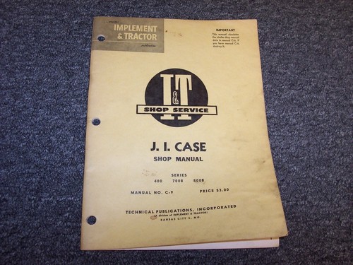 J I Case 400 700B 800B Tractor Workshop Shop Service Repair Manual Book ...