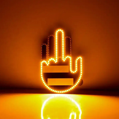 Amber LED Middle Finger Light Hand Finger Gesture Light w/Remote Car ...