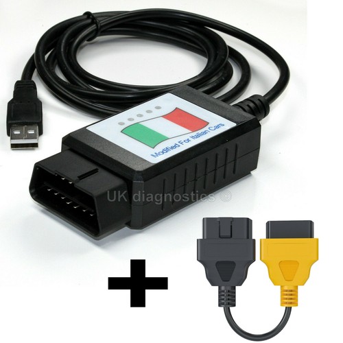 SUITABLE FOR MULTIECUSCAN MODIFIED ELM FITS FIAT 500 DIAGNOSTIC CABLE ...