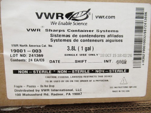 1 Case/24 VWR 19001-003 Sharps Container Systems 1 gal Red Stackable ...
