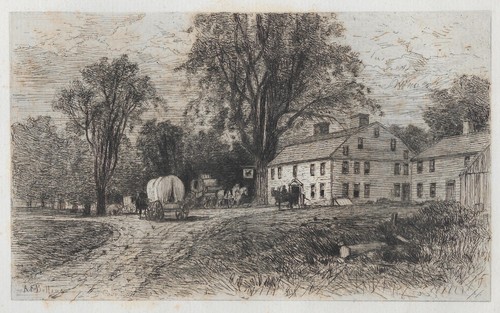 Albert Fitch Bellows (1829 -1883) original etching The Wayside Inn ...