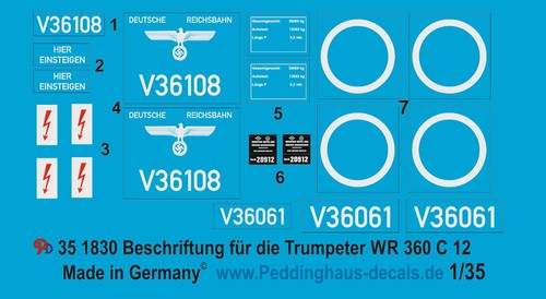 Peddinghaus 1/35 German WR 360 C12 Diesel Locomotive Markings ...
