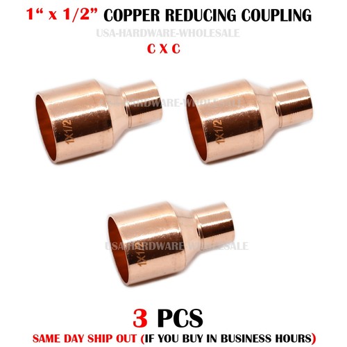 3 PCS 1" x 1/2" Copper Reducer Coupling Pipe Fitting CxC Certified Lead Free | eBay