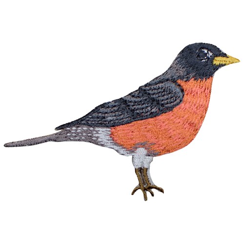 American Robin Applique Patch - Bird Facing Right Embroidered Badge 3 ...