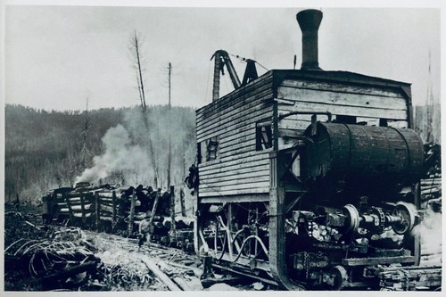 Steam Donkey Engine Yarding Logs Photograph Logging Lumberjack 8x10 ...