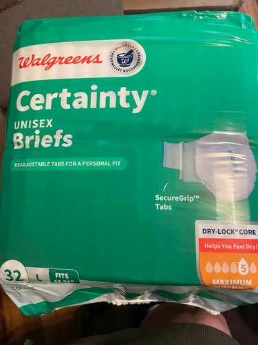 Walgreens Certainty Unisex Briefs Size - Large - Max Absorbency - 32 ...