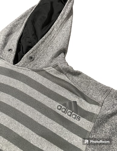 Adidas Striped Hoodie Mens Gray Climawarm Pullover Sz Medium | eBay
