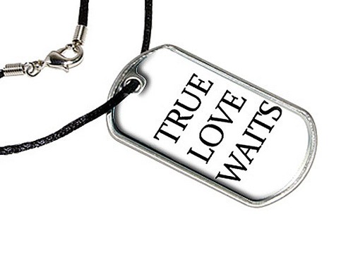 True Love Waits - Purity - Military Dog Tag Black Satin Cord Necklace ...