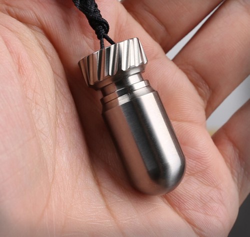 Titanium Waterproof Tank EDC Survival Seal Container Necklace Keychain ...