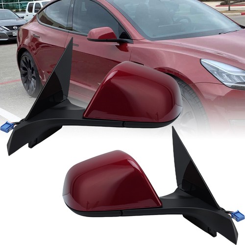 Pair Wing Mirror For Tesla Model 3 2021-2023 Heated Power 13Pin Claret ...