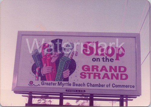 Vtg 1977 Shop on the Grand Strand Christmas Billboard Sign Myrtle Beach ...