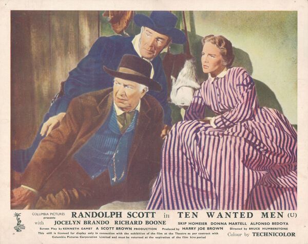 TEN WANTED MEN original 1954 lobby card movie poster RANDOLPH SCOTT/LEO ...