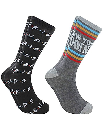 New Mens FRIENDS 2 Pair Of Novelty Crew Socks Size 6-12 SAYS HOW YOU ...