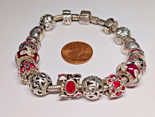 STERLING SILVER CHAMILIA CHARM BRACELET & CHARMS SIGNED CHAM 925 WITH ...