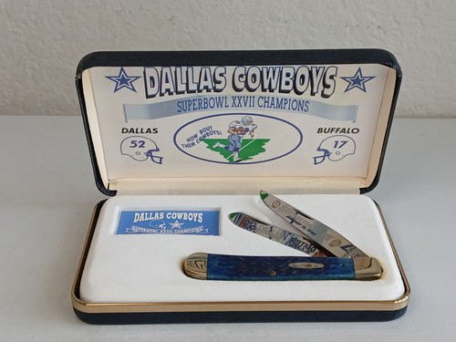 Vtg NFL DALLAS COWBOYS Super Bowl XXVII Champions 2-Blade Case Knife ...