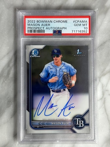 2022 Bowman Chrome MASON AUER RC AUTO ROOKIE 1ST TAMPA BAY RAYS PSA 10 ...
