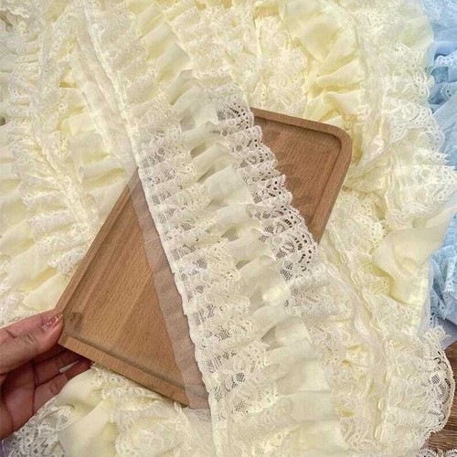 Ruffled Trim Chiffon Lace Pleated Trim Ruffle Trim for Dress Sleeve ...