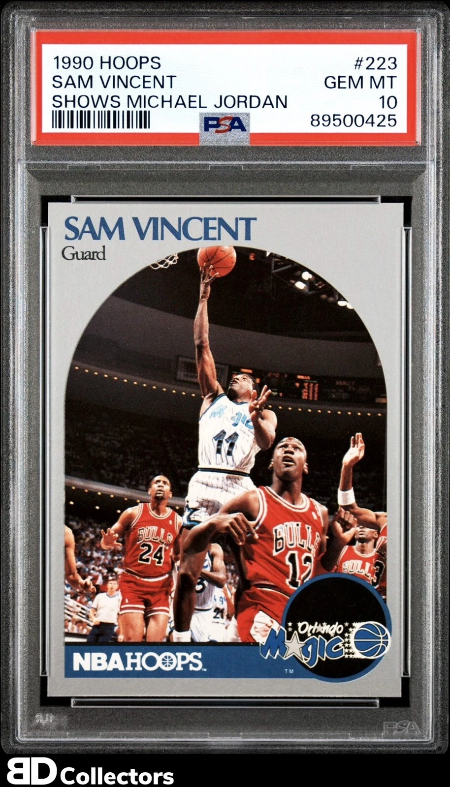 Sam Vincent 1990 Hoops #223 Base (Shows Michael Jordan Wearing #12) PSA ...