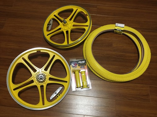 Yellow BMX Mag Wheel Set + Tires + Grips Super Bundle!! | eBay
