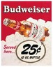 Budweiser Beer Grab Some Buds 2 Sided Vinyl Sign Collectible Man Cave ...