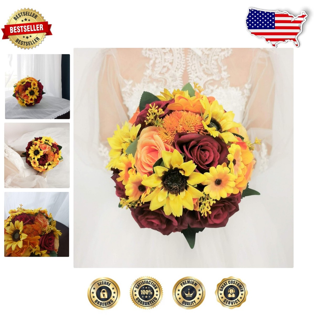 Ramo De Novia De Girasol Con Arpillera