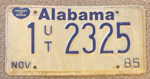 Alabama 1985 JEFFERSON COUNTY UTILITY TRAILER License Plate # 1 UT 2325 ...