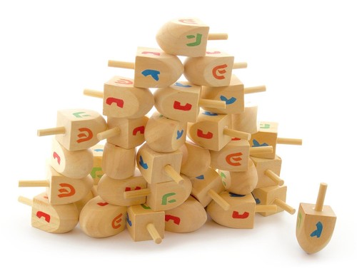 Wooden Hanukkah Dreidels Coloured Letters 4cm Chanukah Dreydl Jewish ...