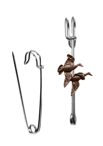 B7 Pair of Ducks COPPER Effect Emblem On A kilt pin Scarf Brooch 3" 7.5 ...