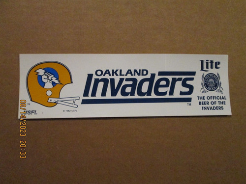 USFL Oakland Invaders Vintage Defunct Circa 1982 Team Logo Lite Bumper ...