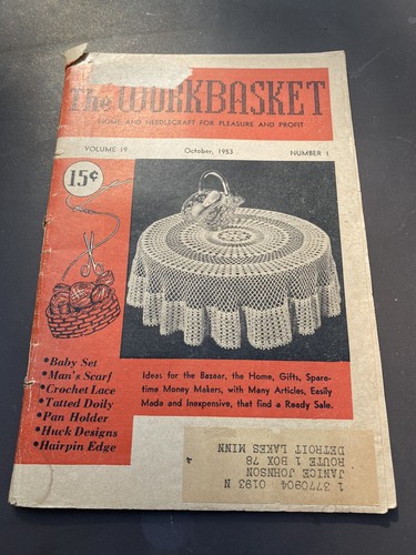 Vintage 1953 Volume 19 Number 1 The Workbasket Magazine Needlecraft DIY ...