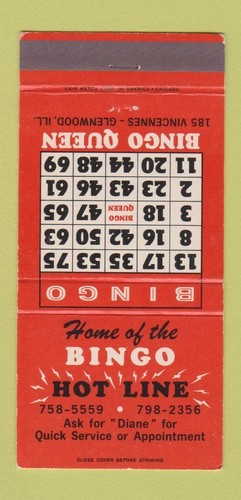 Matchbook Cover - Glenwood IL Bingo Queen 30 Strike | eBay