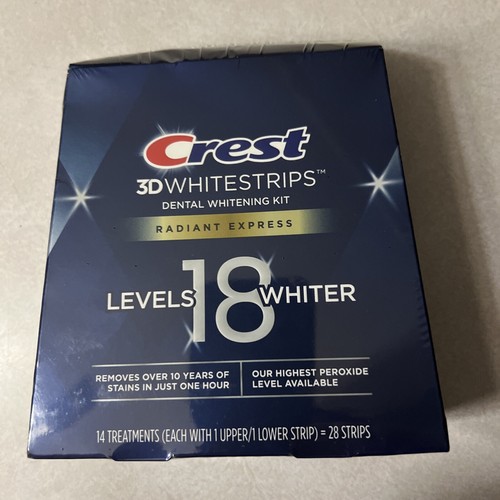 CREST 3D WHITESTRIPS RADIANT EXPRESS LEVEL 18-- 28 STRIPS!! EXP: 07/ ...