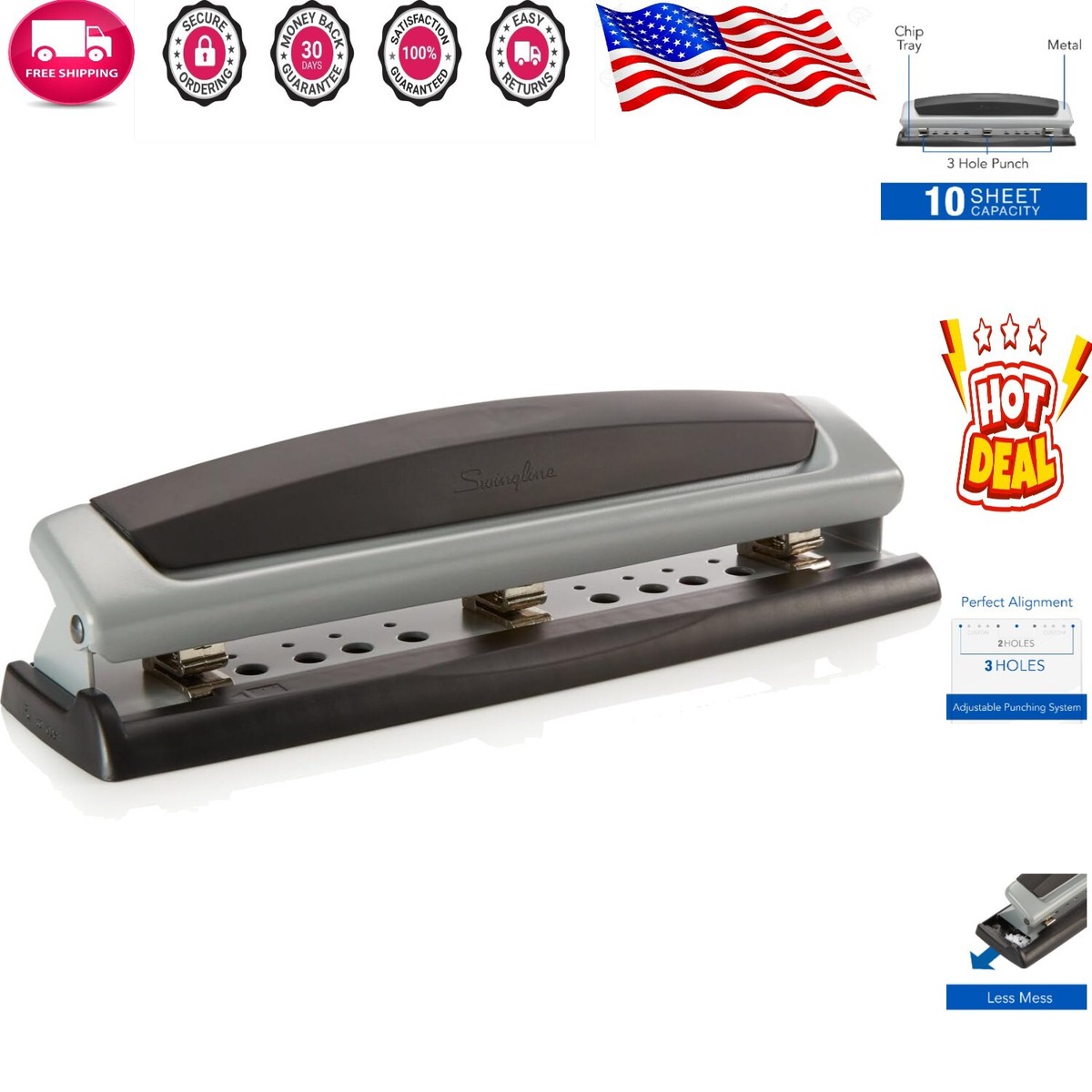 File Folder Hole Punch 2 Hole Paper Punch 1/4 Inch - Adjustable Metal ...