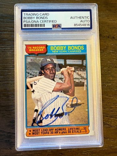 Bobby Bonds NY Yankees 1976 Topps signed autographed baseball card PSA ...