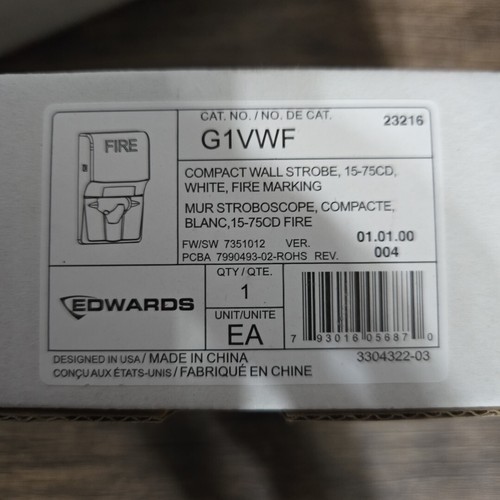 Edwards G1VWF Compact Wall Strobe - White - FIRE 793016056870| eBay