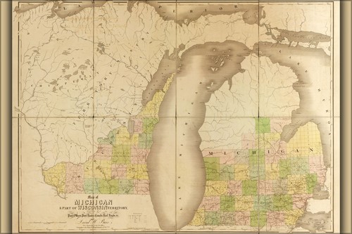 Poster, Many Sizes; Map Of Michigan And Part Of Wisconsin Territory ...